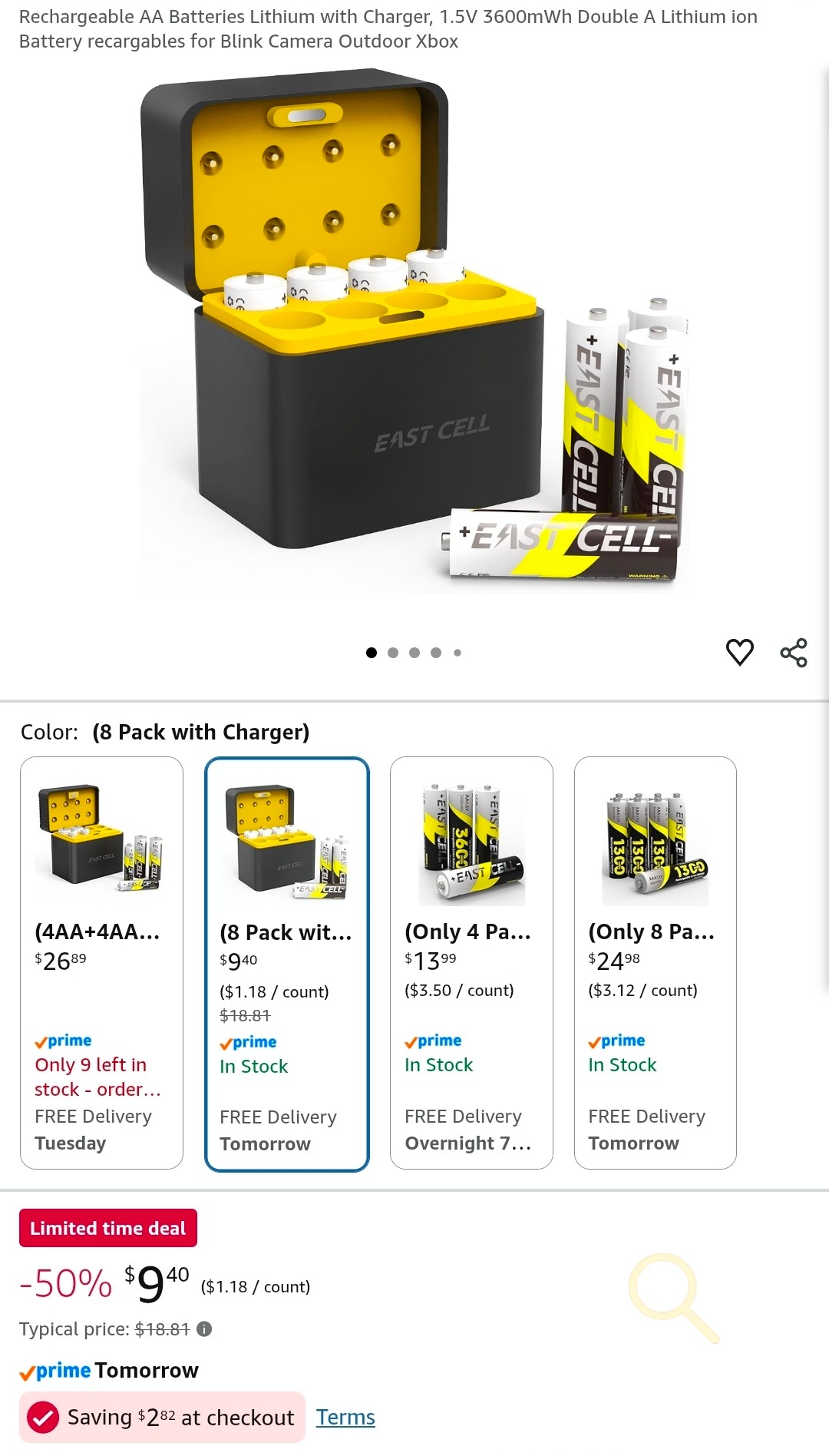 Rechargeable AA Lithium Batteries with Charger 1.5V — 65% off | Hidden ...